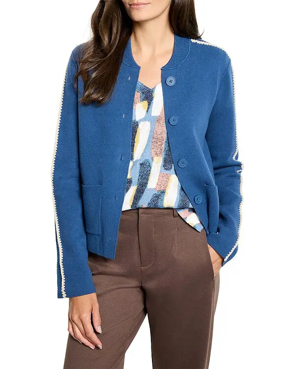 NIC+ZOE Knit Bomber Jacket - Ocean