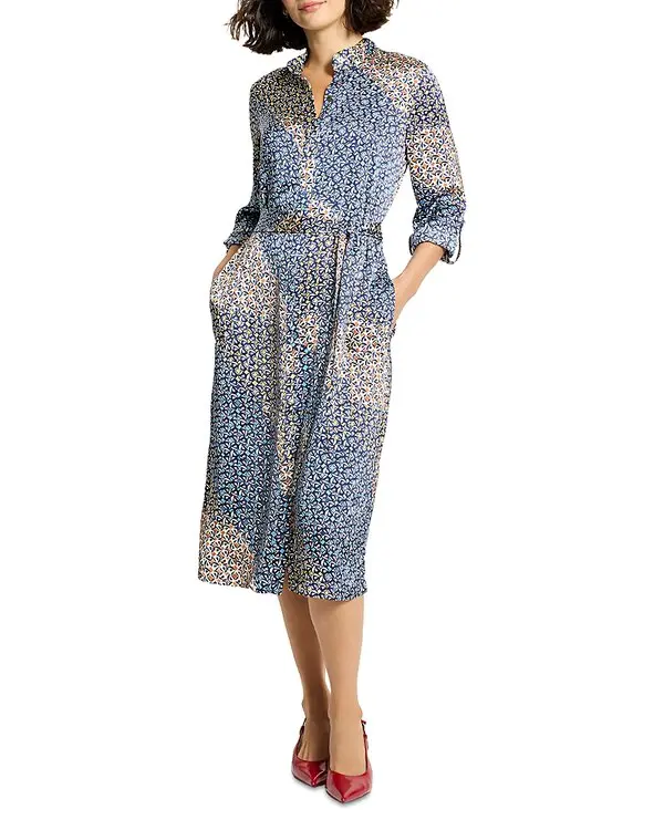NIC+ZOE Blair Monogram Mix Shirtdress - Blue Multi