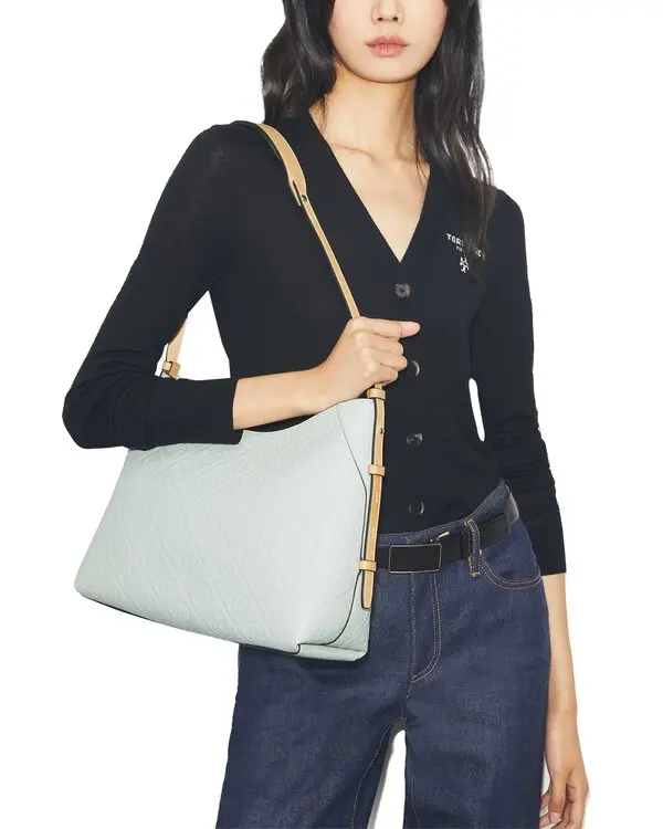 Tory Burch T Monogram Soft Pebble Medium Shoulder Bag