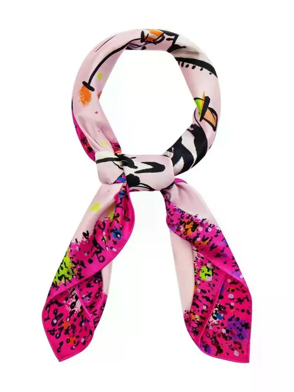 Shanghai Tang Equestrian-print Silk Scarf - Pink