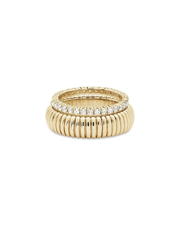 Shashi Striated Pave Ring - Gold