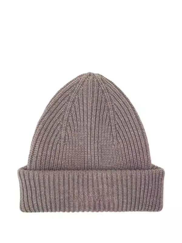 LANVIN Ribbed Wool Beanie - Grey