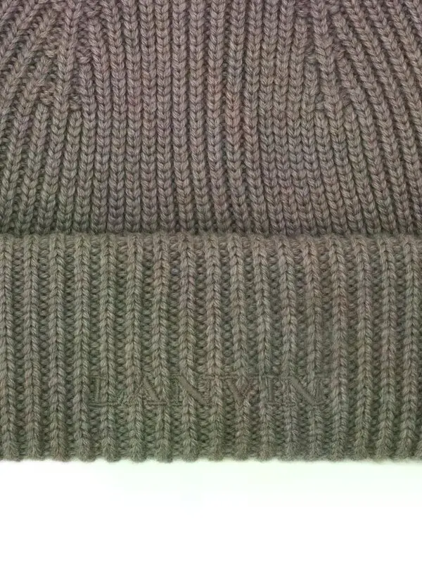 LANVIN Ribbed Wool Beanie - Grey