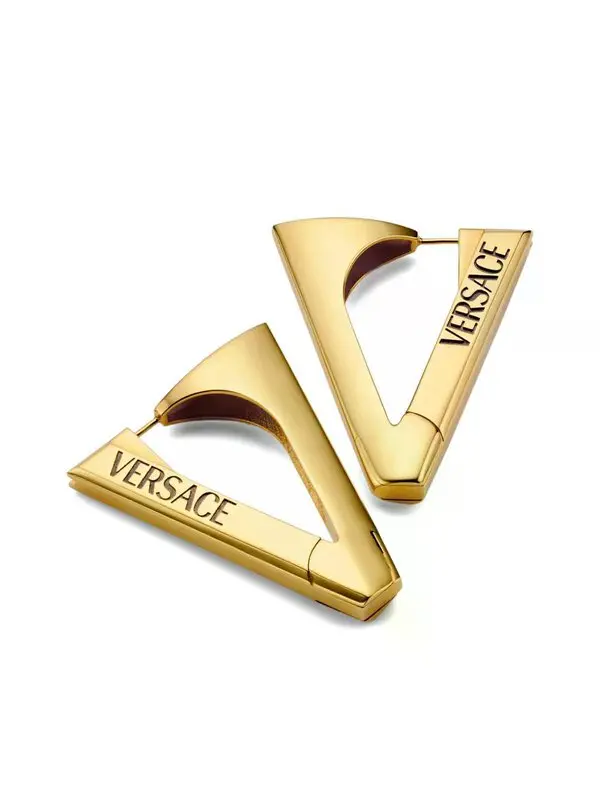 Versace Triangle Logo Earrings