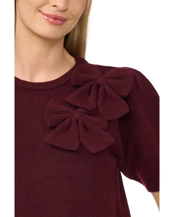 CECE DUPRAZ Ribbon Applique Crewneck Sweater - Wine