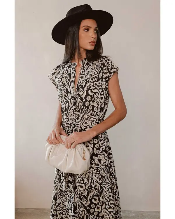Elan Printed Cap Sleeve Dress