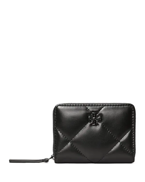 Tory Burch Kira Leather Diamond Quilted Wallet - Black