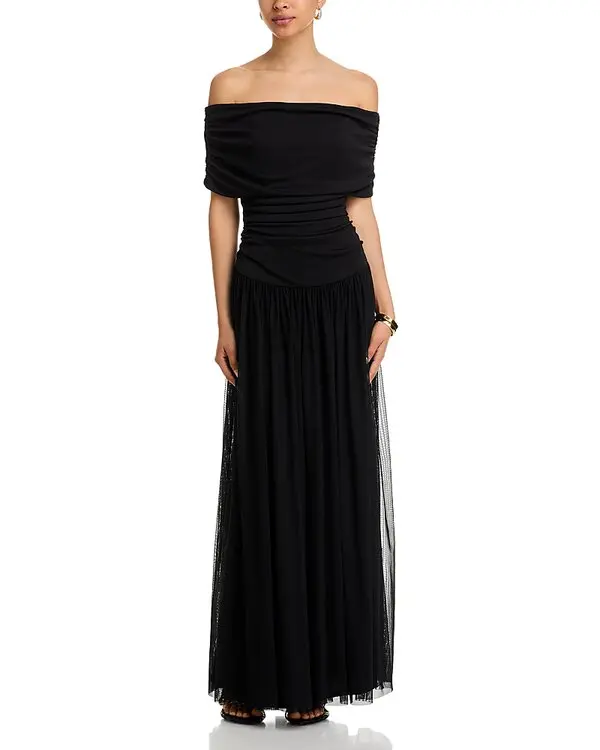 Aqua Ruched Gown - Black