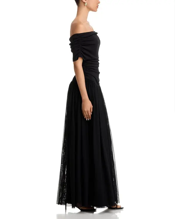 Aqua Ruched Gown - Black