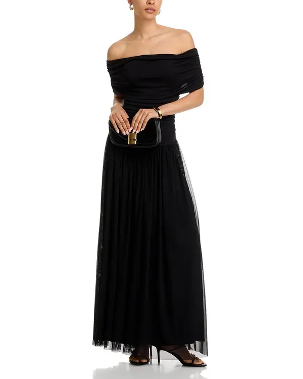 Aqua Ruched Gown - Black