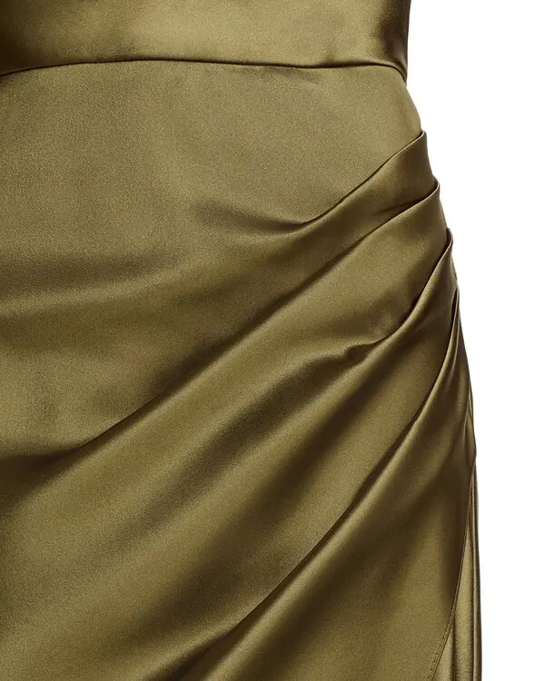 Aqua Draped Halter Gown - Olive