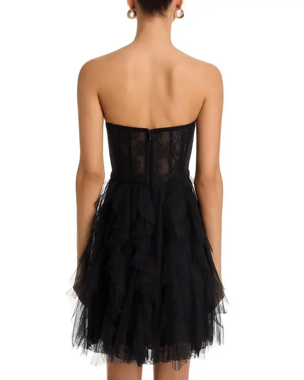 Aqua Mesh Lace Strapless Dress