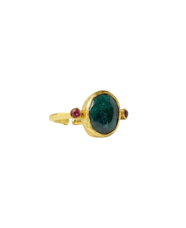 OTTOMAN HANDS Lucia And Zirconia Cocktail Ring - Emerald
