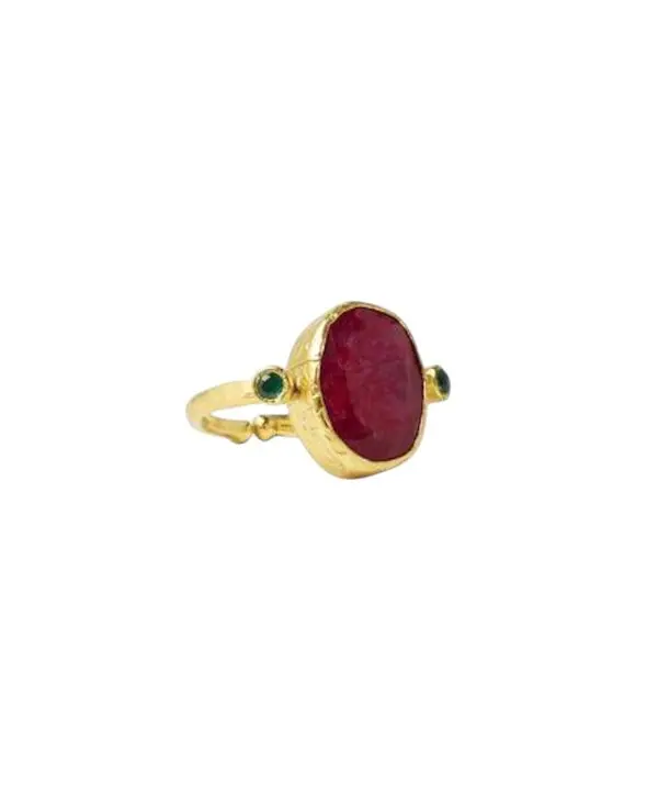 OTTOMAN HANDS Lucia Emerald And Zirconia Cocktail Ring - Ruby