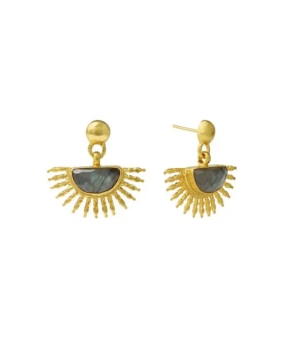 OTTOMAN HANDS Sunrise Labradorite Drop Stud Earrings - Gold