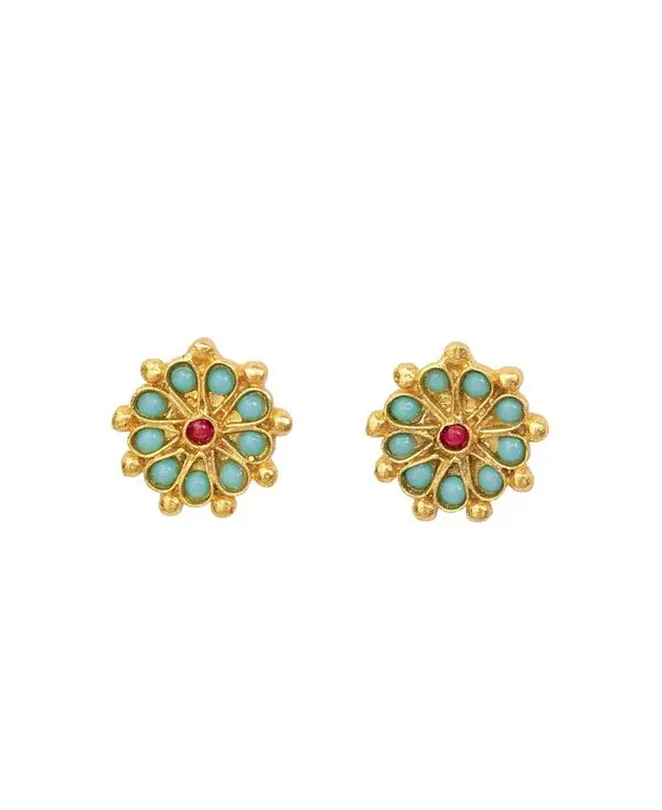 OTTOMAN HANDS Agate Beaded Stud Earrings - Gold