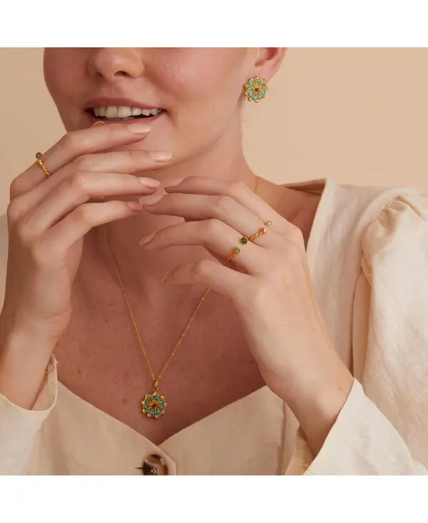 OTTOMAN HANDS Agate Beaded Flower Stud Earrings
