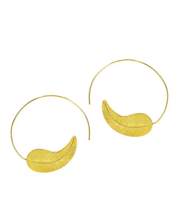 OTTOMAN HANDS Feather Hoop Earrings - Gold