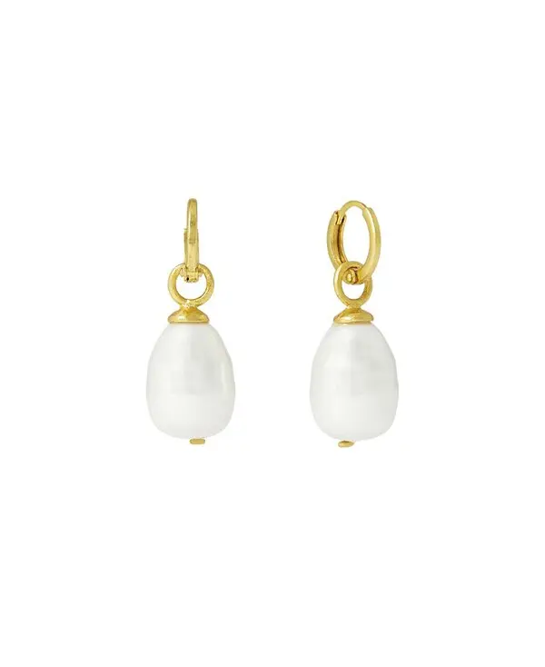 OTTOMAN HANDS Ava Pearl Drop Huggie Earrings - Gold