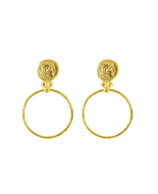 OTTOMAN HANDS Myia Coin Front Hoop Earrings - Gold