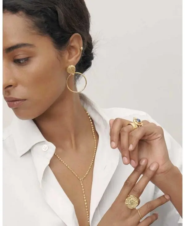 OTTOMAN HANDS Myia Coin Front Hoop Earrings