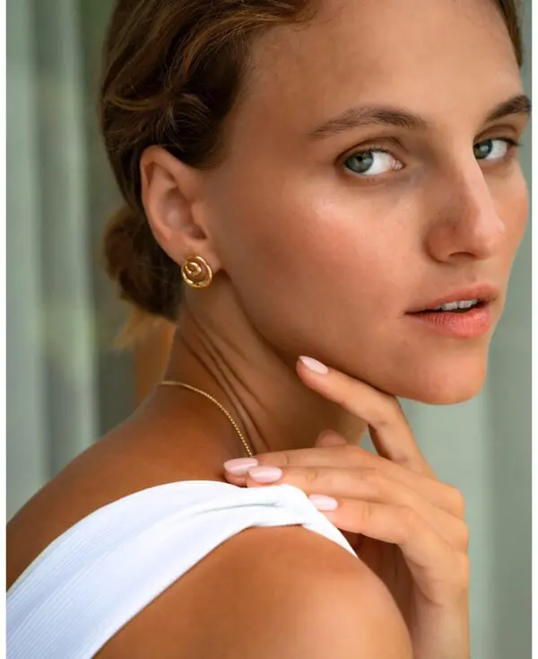 OTTOMAN HANDS Dalia Twist Plated Brass Stud Earrings - Gold