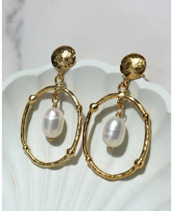 OTTOMAN HANDS Sloane Pearl Drop Stud Earrings - Gold