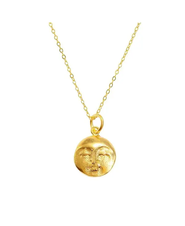 OTTOMAN HANDS Moon Face Pendant Necklace - Gold