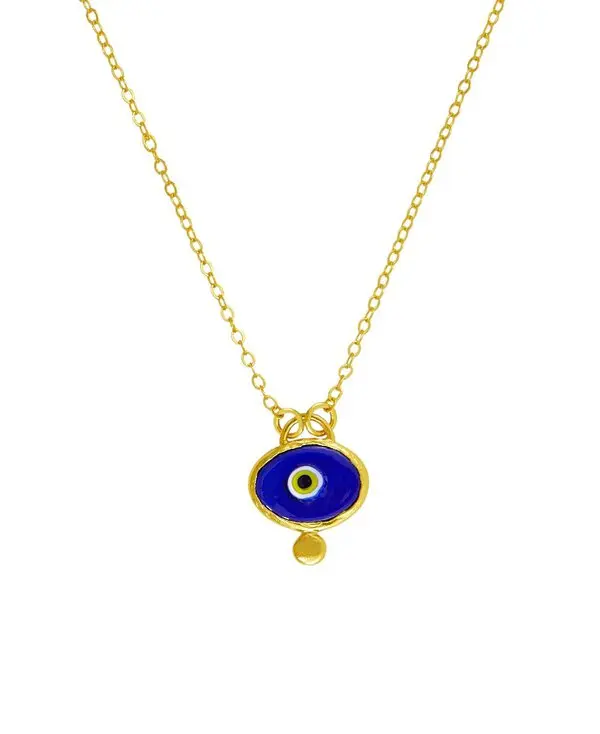 OTTOMAN HANDS Alara Evil Eye Pendant Necklace - Navy