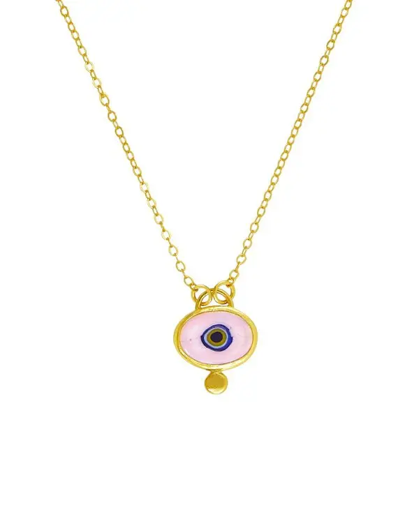 OTTOMAN HANDS Alara Evil Eye Pendant Necklace - Pink