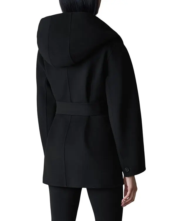 Mackage Wool Wrap Coat With Sash Belt - Black