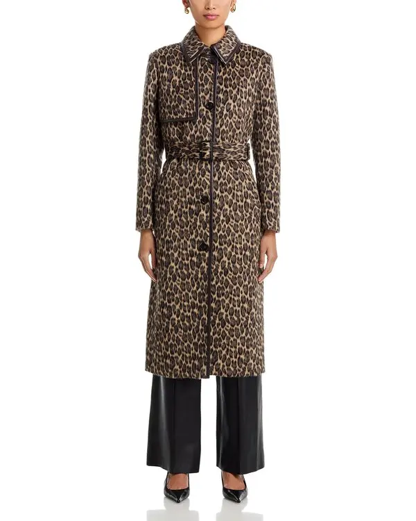Mackage Long Wool Coat With Leather Trim