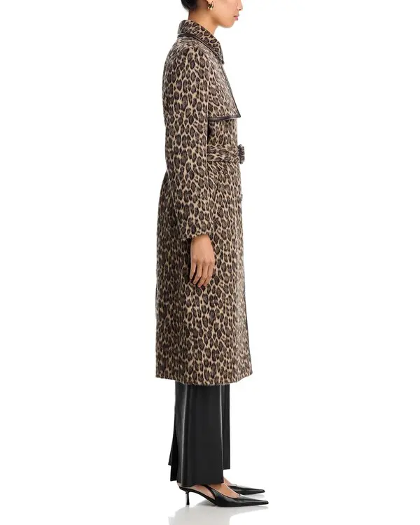 Mackage Long Wool Coat With Leather Trim