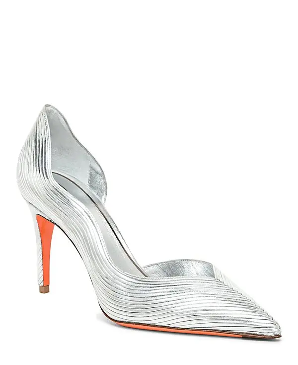 Santoni Leather High-heel Pumps - Silver