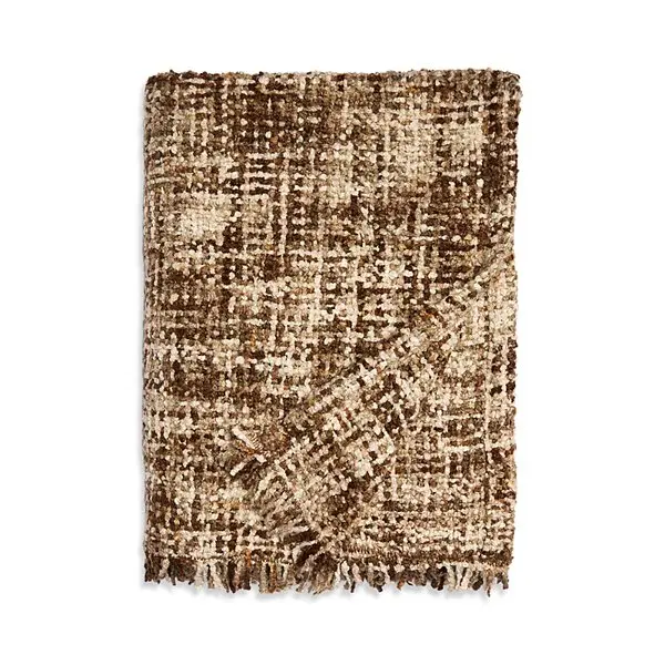 HUDSON PARK COLLECTION Textured Tweed Throw Blanket Exclusive - Truffle Brown