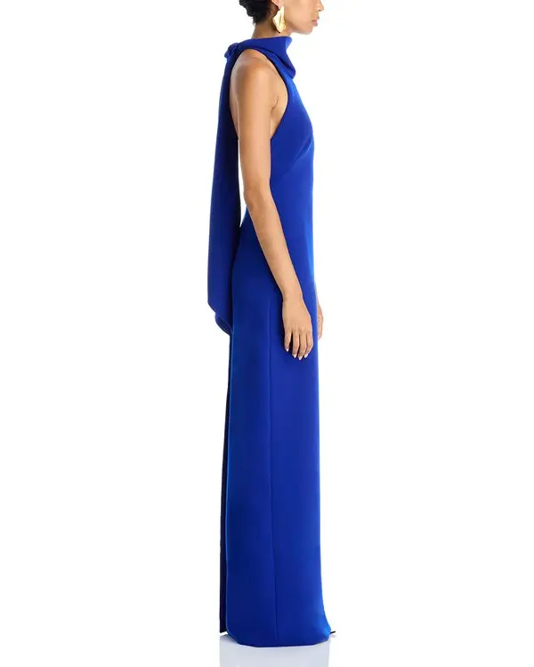 Amsale Halter Tie Back Gown - Cobalt - 40% Off | Editorialist