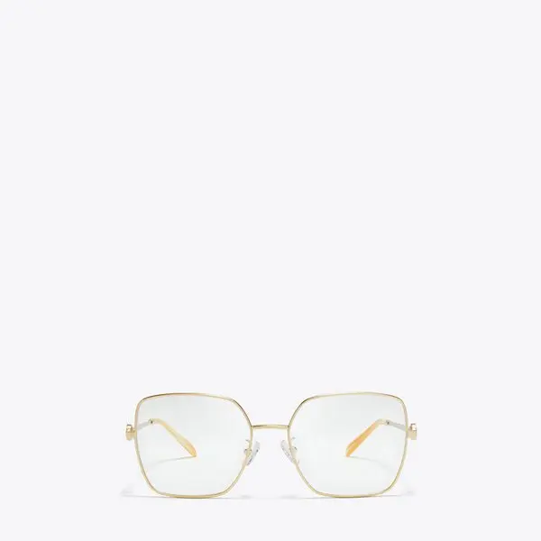 Tory Burch Miller Metal Square Eyeglasses - Brushed Light Gold