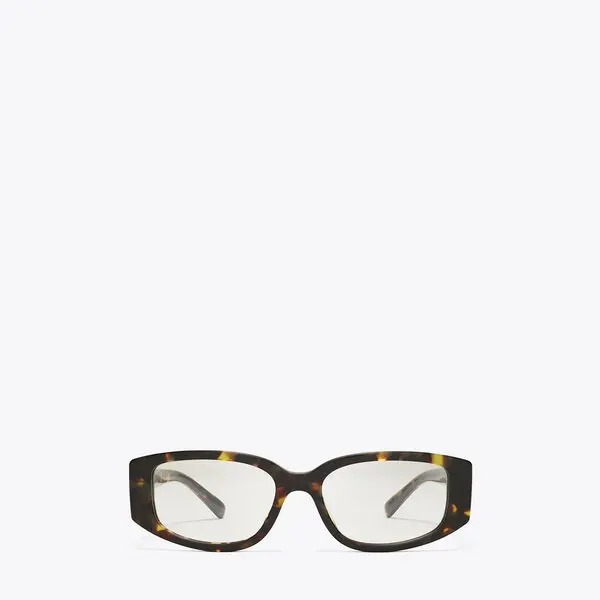 Tory Burch Pierced Rectangle Eyeglasses - Dark Tortoise