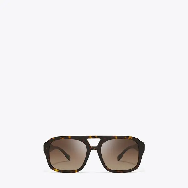 Tory Burch Miller Navigator Sunglasses - Dark Tortoise/brown Gradient Polar