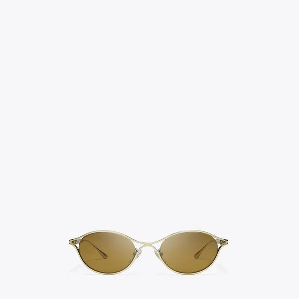 Tory Burch Deco Runway Sunglasses - Shiny Light Gold/brown