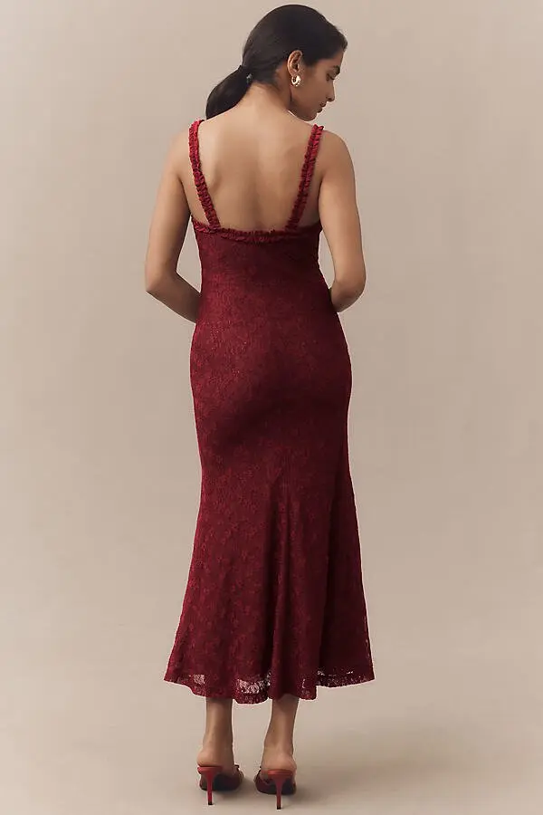 Bardot Alegra Stretch Lace Midi Dress Burgundy