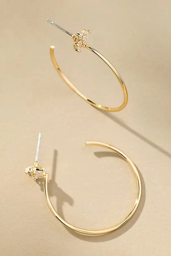 Anthropologie Crystal Hoop Earrings - Gold