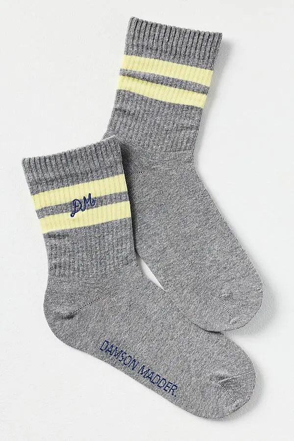 DAMSON MADDER Sporty Socks - Grey/butter