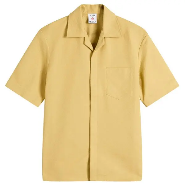 Casablanca Cotton Jacquard Short Sleeve Monogram Shirt - Yellow