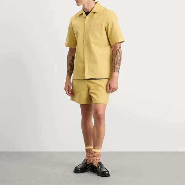 Casablanca Cotton Jacquard Short Sleeve Monogram Shirt - Yellow