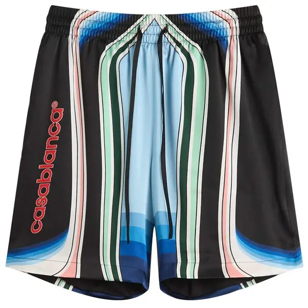 Casablanca Graphic Mountain Drawstring Shorts - Black