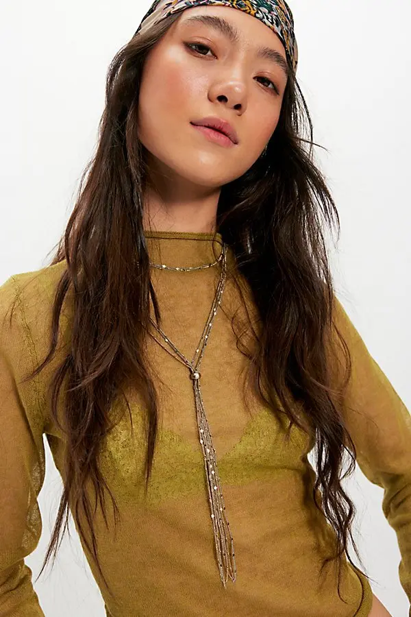 Free People Feeling Again Lariat Necklace - Gold Stars