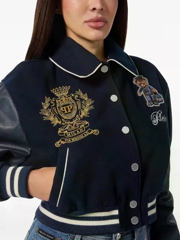 Philipp Plein Embroidered Logo-patch Varsity Jacket - Blue