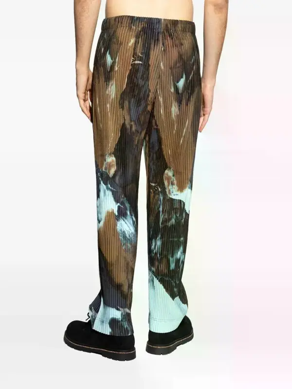 Issey Miyake Pleated Abstract-print Trousers