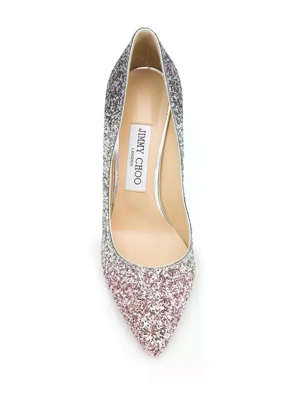 JIMMY CHOO Romy Glitter-embellished Pumps - Silver